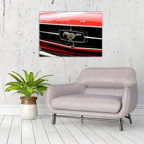 Skleněný obraz - Detail červeného auta (70x50 cm)