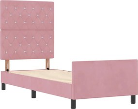 Postel s boxspringem s čelo Růžová 80 x 200 cm samet 3344842