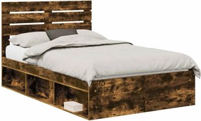Rám postele Kouřový dub 120 x 200 cm Masivní borové dřevo 3411435