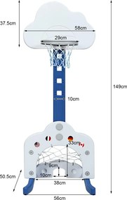 Costway 3 v 1 Dětské hřiště s výškově nastavitelným basketbalovým