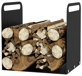 Stojan na palivové dřevo Outsunny 36,5 x 30 x 36 cm, stojan na palivové dřevo s držadly, venkovní, vnitřní, do 30 kg, ocel, černý | Aosom