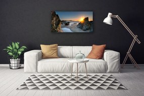Obraz na plátně Skála Pláž Slunce Krajina 140x70 cm