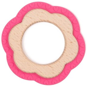 Bo Jungle kousátko B-Teether Animal wood pink Pink flower