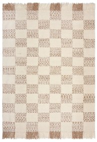 Krémový/v přírodní barvě ručně tkaný koberec s příměsí vlny 120x170 cm Eric Checkboard – Flair Rugs