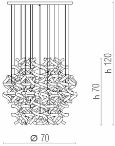 Metal Lux 206.175.12 Astro Orange, designové závěsné svítidlo v průměru 70cm, 6x60W, žluté sklo, chrom
