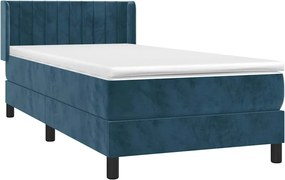 Box spring postel s matrací tmavě modrá 90x190 cm samet 3131055