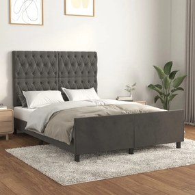 Rám postele bez matrace tmavě šedá 140 x 200 cm samet 3125941
