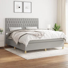 Box spring postel s matrací světle šedá 180 x 200 cm textil 3142593