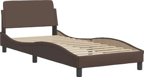 Rám postele bez matrace Hvar hnědý 90x200 cm umělá kůže 3207976
