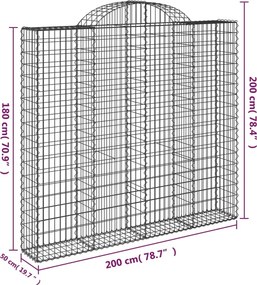 vidaXL Klenuté gabionové koše 4 ks 200x50x180/200cm pozinkované železo [3146406]