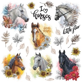 Samolepící dekorace Horses, 30 x 30 cm