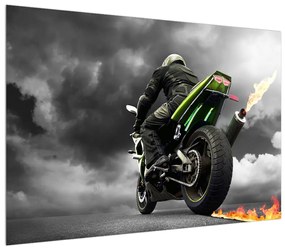 Obraz motorkáře na motorce (100x70 cm)