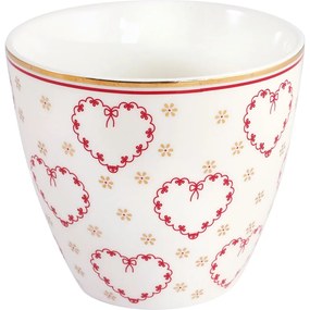 GREEN GATE Latte cup Layla Heart White 300 ml, červená barva, porcelán 300ml