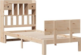 Postel s knihovnou bez matrace 90 x 190 cm masivní borovice 3322678
