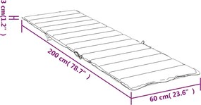 vidaXL Poduška na lehátko 200 x 60 x 3 cm oxfordská látka [314217] Barva: antracitová
