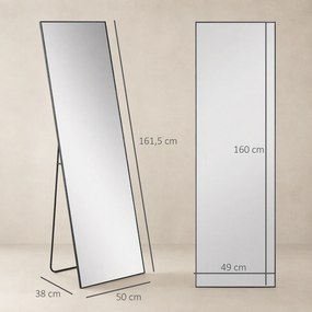 HOMCOM Zrcadlo v Plné Výšce se Sklem odolným proti rozbití, Moderní Zrcadlo s Kovovým Rámem a Hliníkovou Slitinou pro Obývací Pokoj, Ložnici a Předsí…