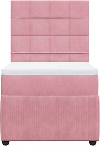 Box spring postel s matrací růžová 100x200 cm samet 3294567