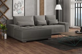 DABEK MEBLE MIDAS MINI rohová rozkládací sedací souprava s úložným prostorem šedá 259 x 75 - 95 x 180 cm