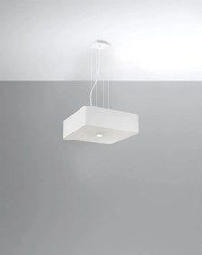 Závěsné svítidlo Lokko, 1x bílé textilní stínítko, (bílé sklo), (45 cm)