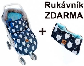 Dětský fusak maxi PREMIUM Winter bear, + rukávník ,granátový, 110x50cm, Baby Nellys