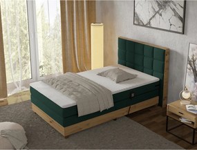 Elektrická polohovací postel, boxspring, zelená/dub artisan, 120x200, TIANA