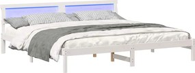 Rám postele s čelo Bílá 200 x 200 cm Masivní borové dřevo 3385746