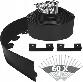 Elastická zahradní obruba 10 cm vysoká Yeebeca 20 m, sada s 60 kolíky