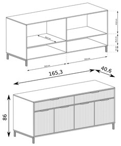STYLES k | komoda LS-1 | 165 cm | 3D povrch | kašmír