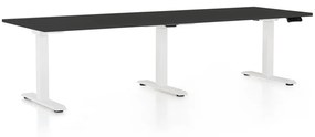 Výškově nastavitelný stůl OfficeTech Long, 240 x 80 cm, bílá podnož, černá