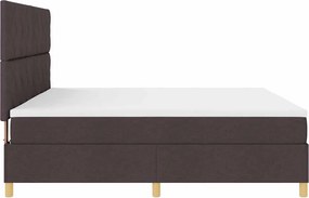 Postel s boxspringem s čelo Tmavě hnědá 200 x 200 cm textil 3339724