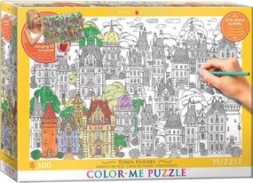 Puzzle eurographics color me puzzle domy ve městě 300 dílků + sada na zavěšení