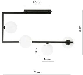 Lustr na tyči SOMA 4xE14/10W/230V černá/bílá