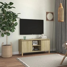 TV skříňka s nohami z masivního dřeva dub sonoma 103,5x35x50 cm - Default Title