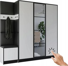 Šatní skříň EDEN 14 bílý + ekokůže černý Vzor 1