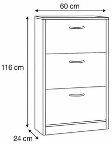 Botník s přihrádkami G1016 ELM, jilmové dřevo, 3 patra