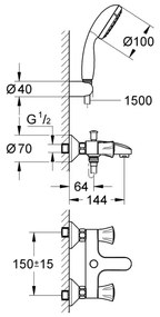 GROHE 2546010A - Vanová baterie COSTA L DN 15 lesklý chrom