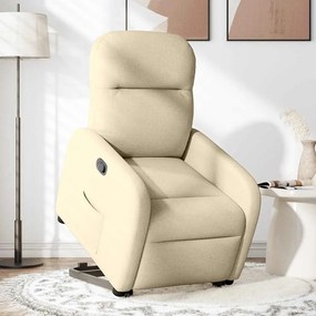 Zvedací polohovací křeslo krémové textil 3302980