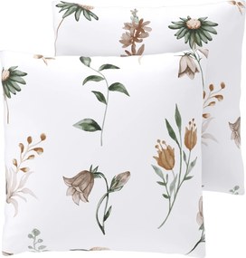Livarno® Potah na polštář z jemného flanelu, 50 x 60 cm, 2 kusy (květy/bílá)