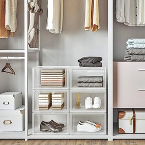 Botní boxy, 6 ks stohovatelných organizérů na boty s průhlednými dveřmi