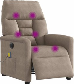 Elektrické masážní polohovací křeslo taupe látka z mikrovlákna 3303080
