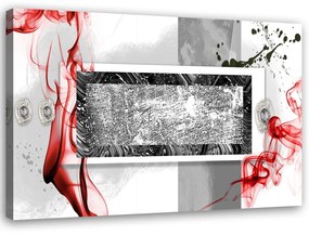 Obraz na plátně, Abstraktní šedá červená - 100x70 cm