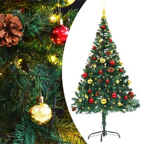 Umělý vánoční stromek s baňkami a LED osvětlením zelený 150 cm,  321499 HangarStore.cz
