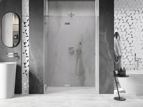 Mexen, Mexen Lunar L levé otočné sprchové dveře 140 cm, transparentní, broušený nikl - 834L-140-000-97-00-L