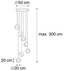 Závěsné svítidlo černé se zlatým vnitřkem 7-světlo - Crooked Cluster