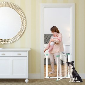 Costway Baby Door Gate 80-132 cm Kovová schodišťová brána Bez vrtání 80, bílý