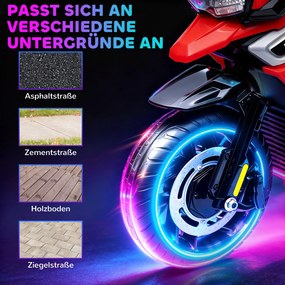 AIYAPLAY Elektro-motorka pro děti od 18 do 36 měsíců, vozidlo na ježdění, pomocná kolečka, světla, hudba, plast, ocel, červená