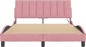 Rám postele s LED osvětlením bez matrace Hanko růžový 120 x 200 cm samet 3213774