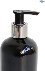 Dávkovač na mýdlo 300 ml černý s černo-stříbrnou pumpičkou BELA