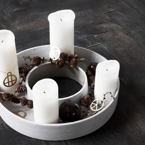 HOUSE DOCTOR Adventní kulatý svícen RING 35 cm šedý