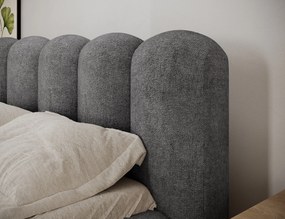 Postel Oloroso 160x200 s kovovým roštem a úložným prostorem, tmavě šedý plyš